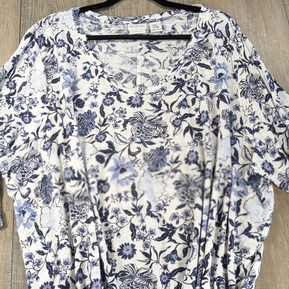 Rachel Zoe | Tops | Rachel Zoe Linen Top Womens 3x Blue Floral Print ...